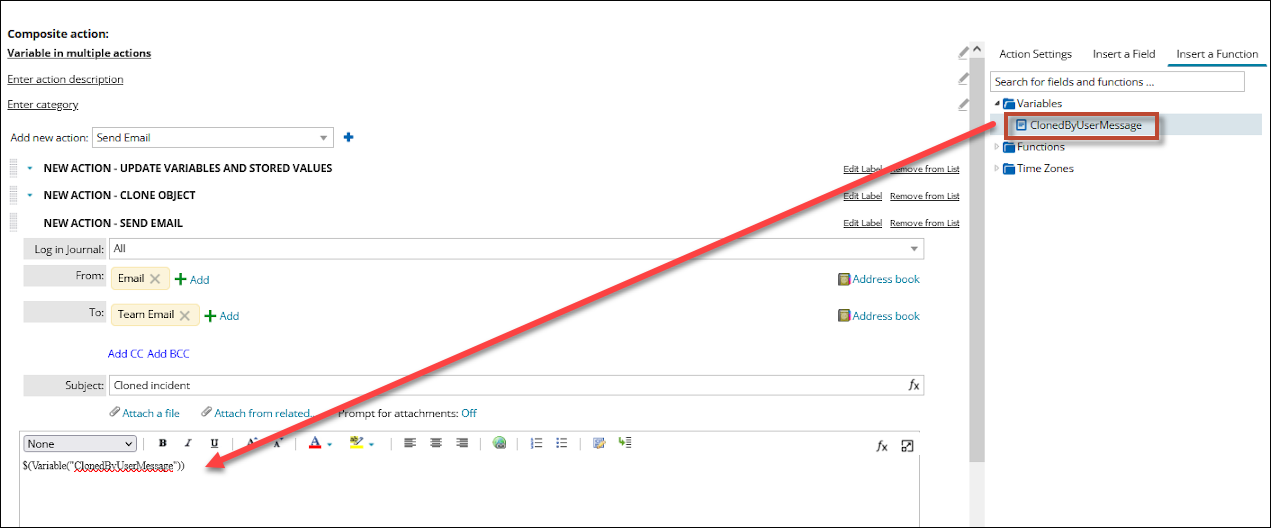 Using A Variable Within Multiple Actions